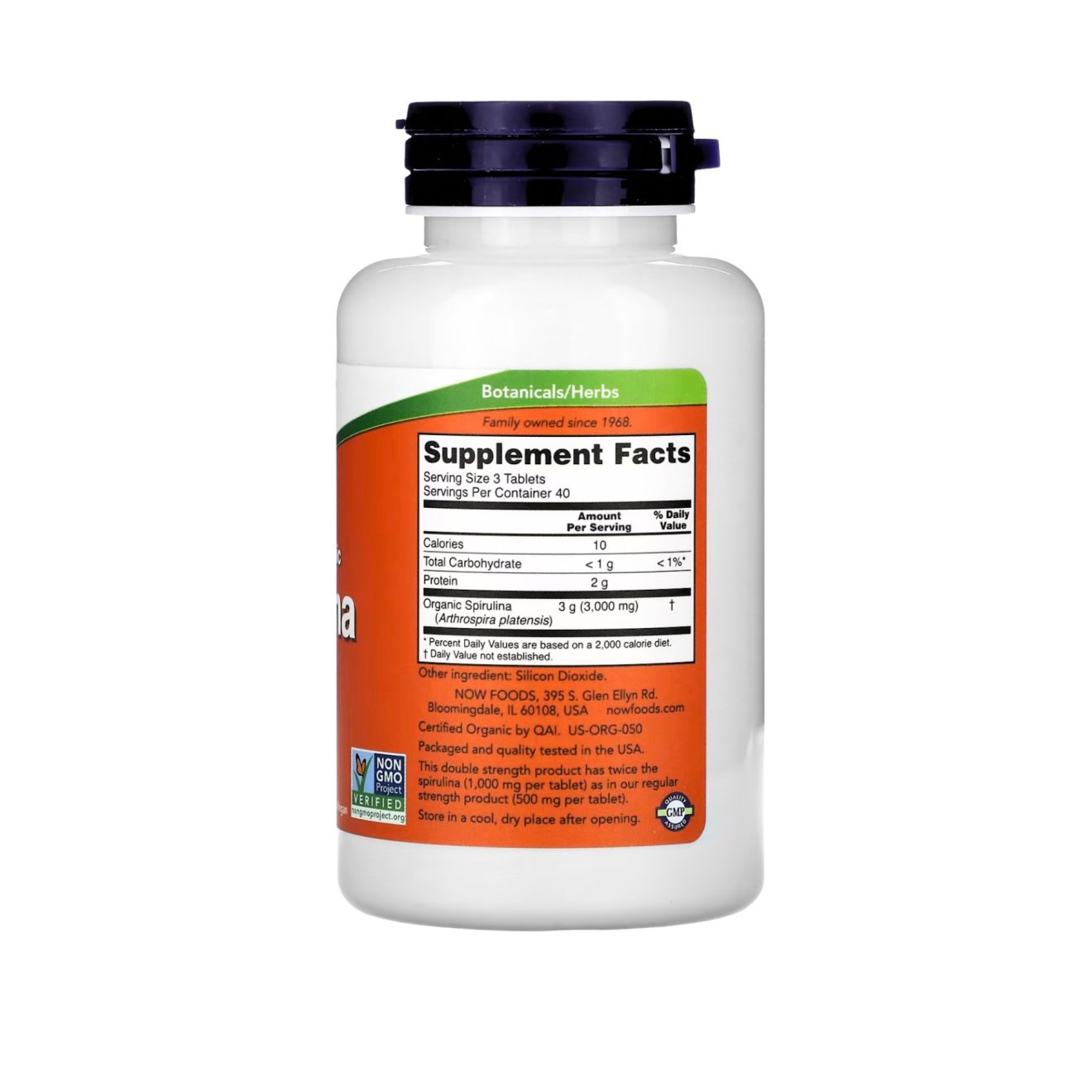 كبسولات سبيرولينا العضوية، تركيز1000 ملجم، 120قرص/NOW Foods, Organic ...