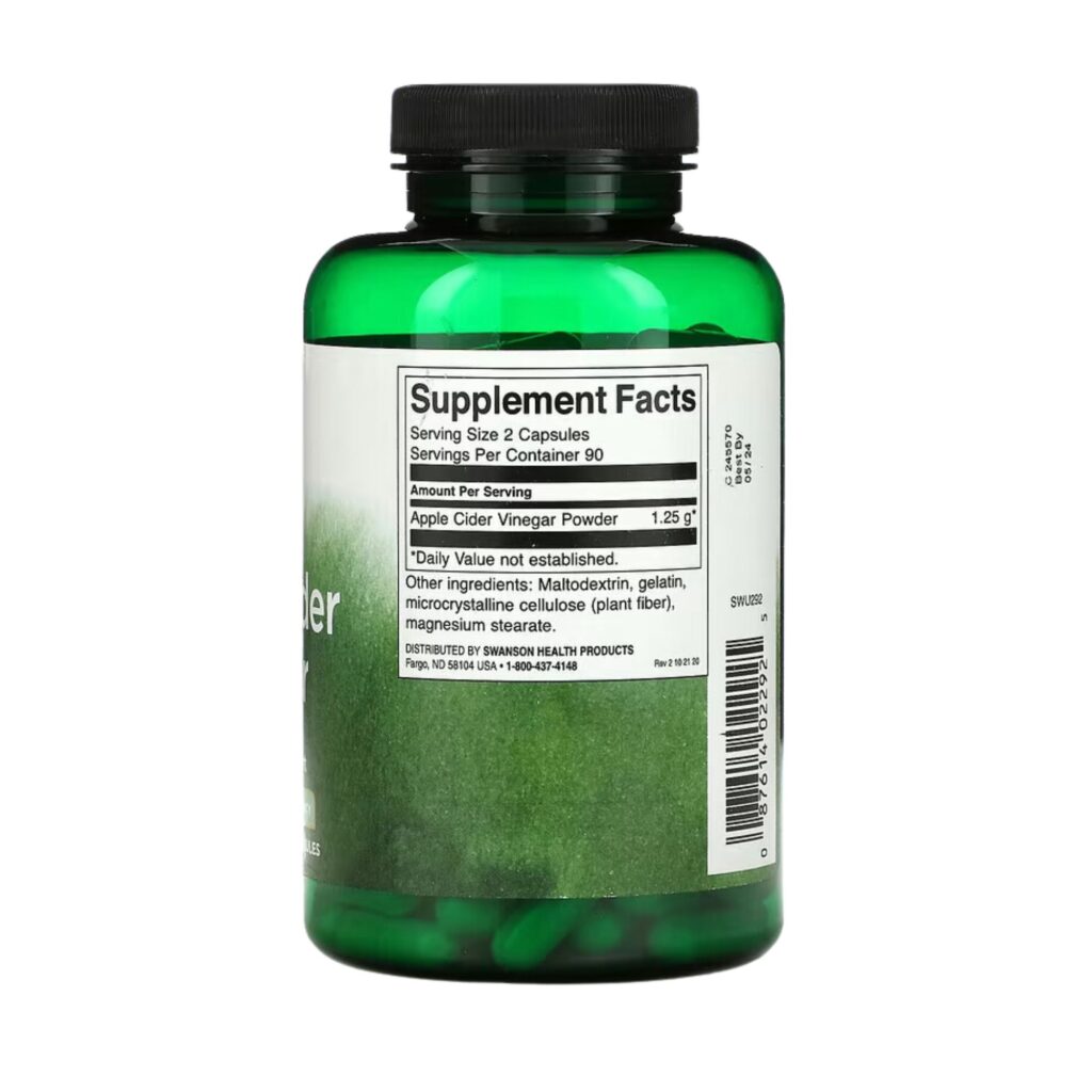 Swanson, Apple Cider Vinegar, 625 mg, 180 Capsules - Mr. Vitamin Protein