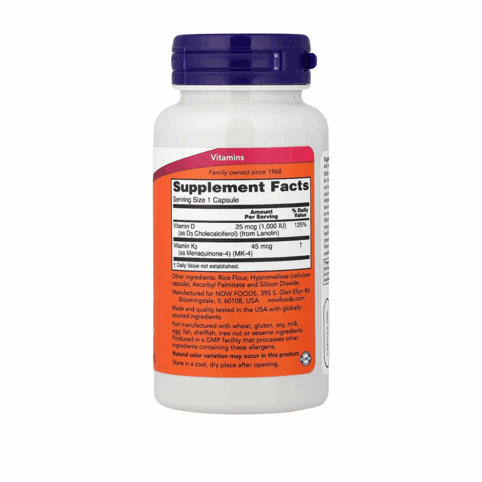 NOW Foods, Vitamin D3 & K2, 120 Capsules - Mr. Vitamin Protein