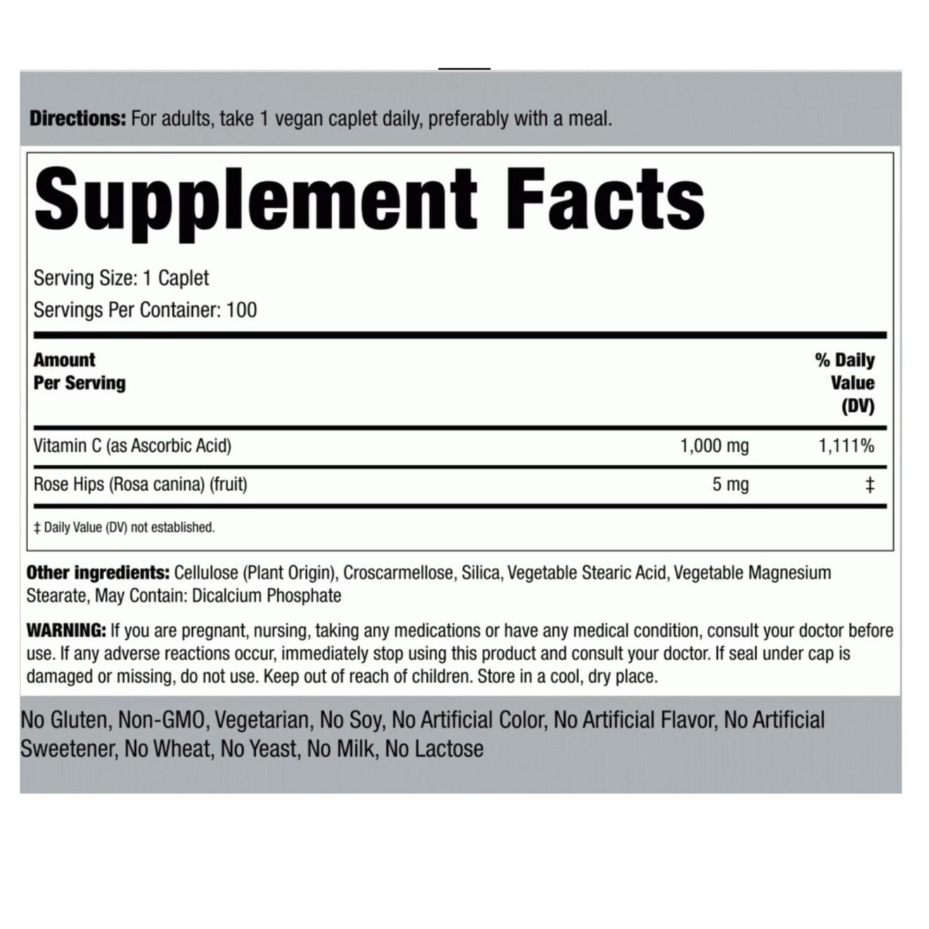 Piping Rock Vitamin C-1000mg | 100 Caplets | with Bioflavonoids - Mr ...