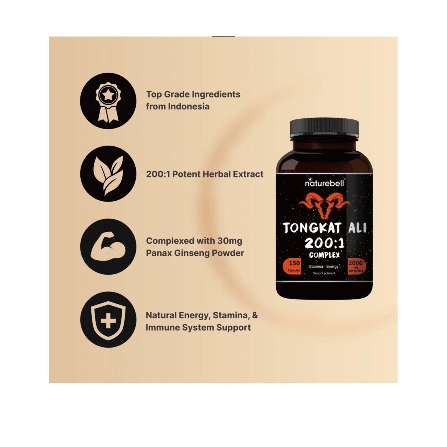 Naturebell, Tongkat Ali 200:1 (Longjack) Extract, 150 Capsules - Mr ...