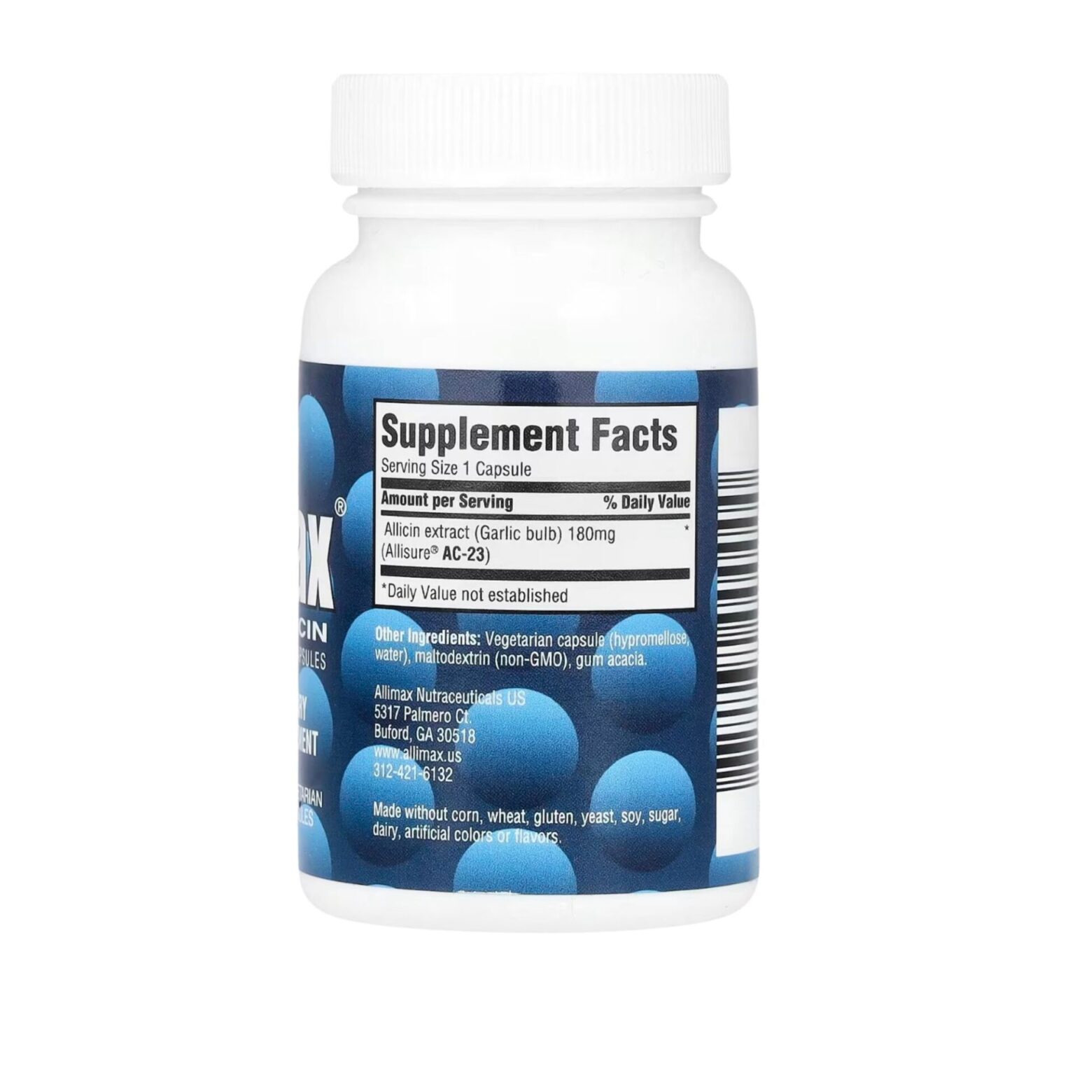 Allimax, 100% Allicin Powder Capsules, 180 mg, 30 Vegetarian Capsules ...
